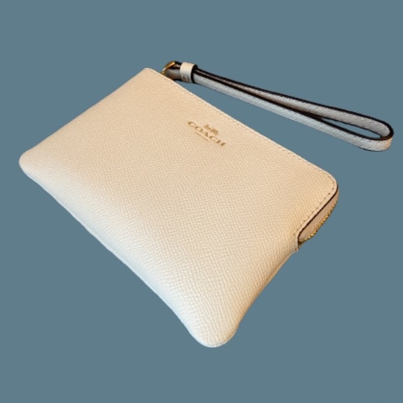 Bags | Coach Corner Zip Wristlet White Nwt | Poshmark